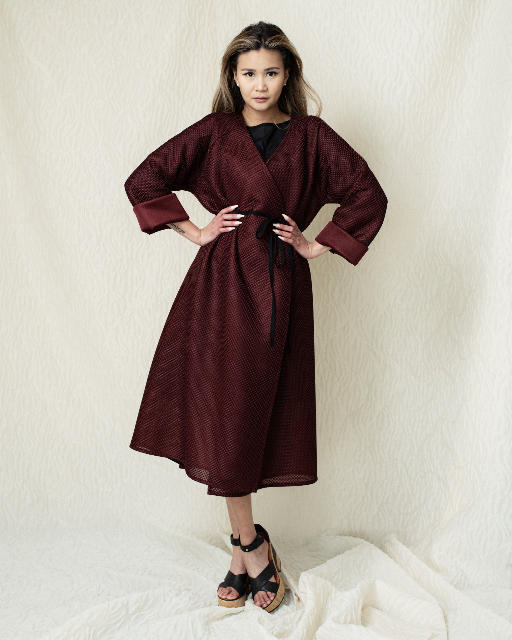 Signature Wrap Coat in Oxblood Red – Eddie Mira